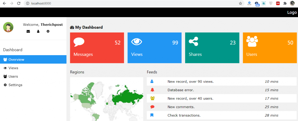 Laravel 8 Admin Dashboard Template Free - Therichpost Laravel 8 Admin Dashboard Template Free - Therichpost