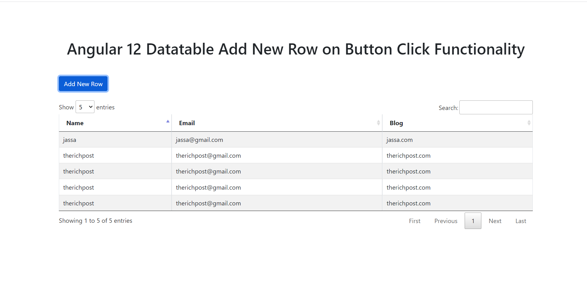 Angular 8 Datatable Working Example Therichpost