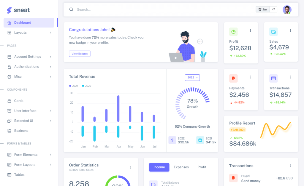 Sneat Free Responsive Bootstrap 5 Html5 Admin Template Download