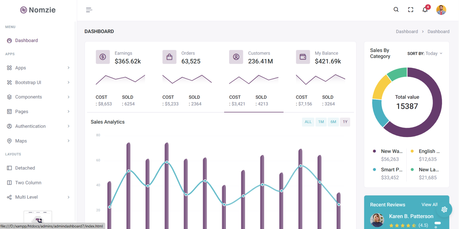 Free Admin Dashboard Template Download Build with Bootstrap 5 - Therichpost