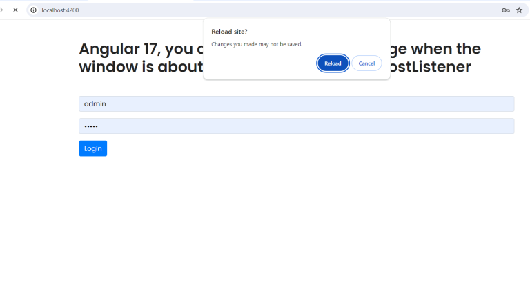 Angular 17 show alert message on window close – Therichpost