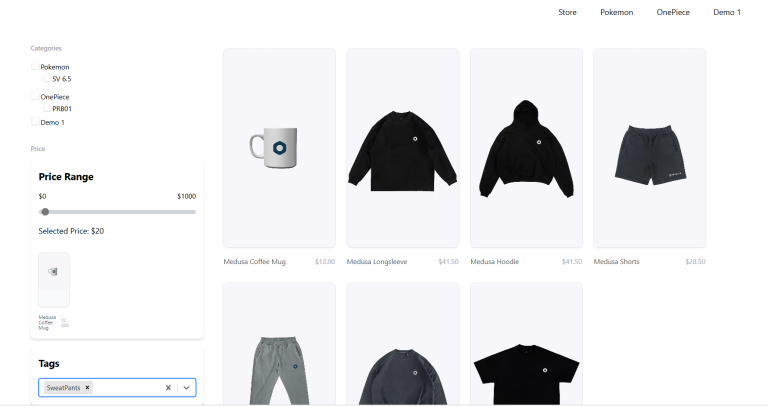 Medusajs Store Page With Custom Filters Working Demo Therichpost