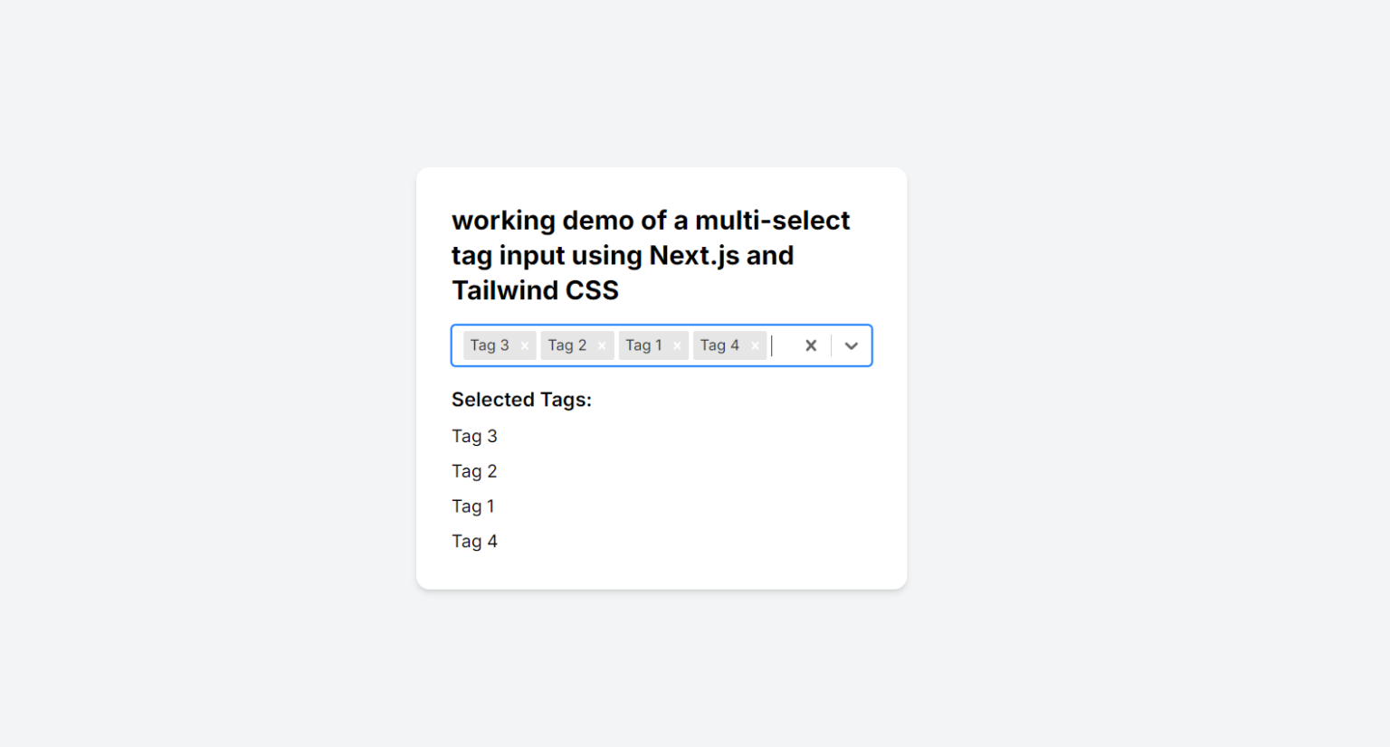 Working demo of a multi-select tag input using Next.js and Tailwind CSS - Therichpost