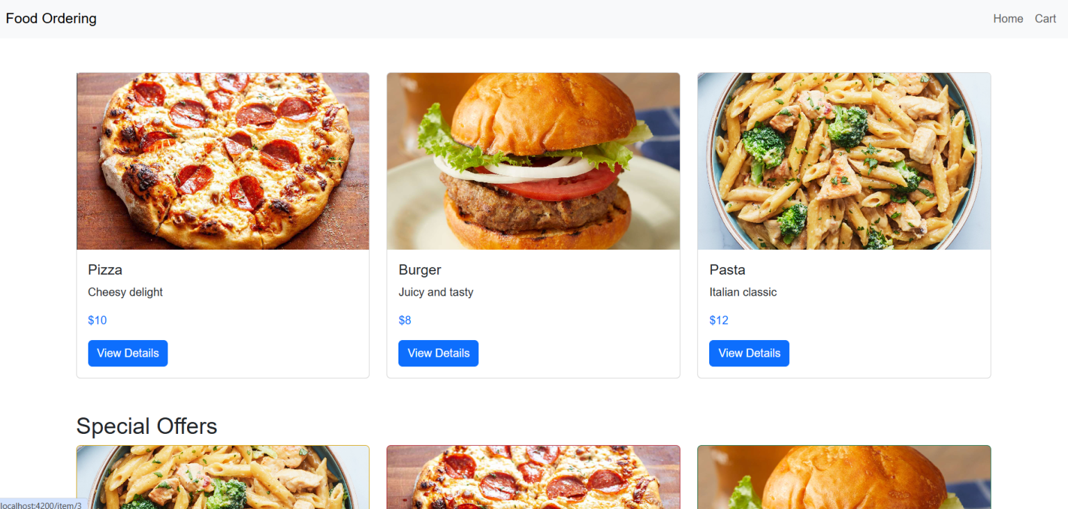 Building static food ordering application in Angular 19 with Bootstrap 5 - Therichpost